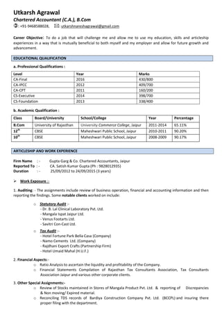 RESUME CA UTKARSH AGRAWAL | PDF
