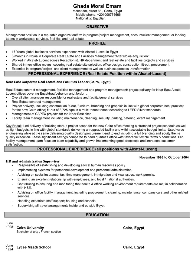 Ghada Morsi CV 2016 | PDF