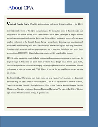CFA Training in india | PDF | Stocks and Bonds | Personal Investing