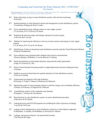 CCWI2011_list of papers | PDF