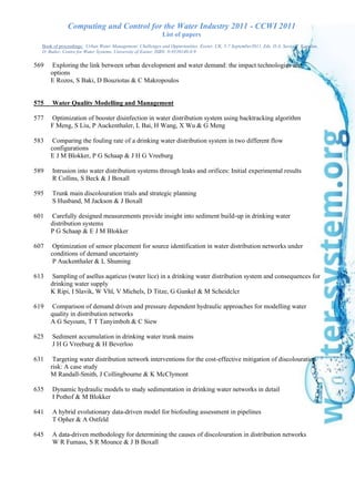 CCWI2011_list of papers | PDF