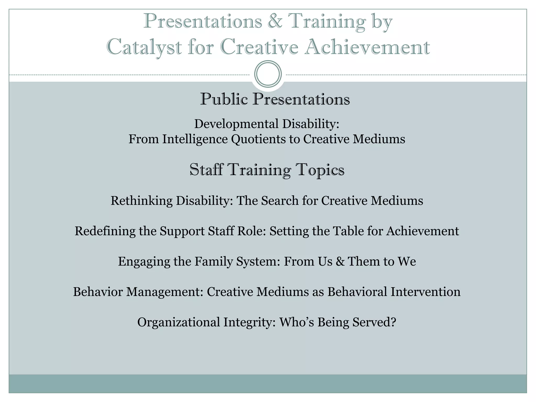 Catalyst for Creative Achievements | PDF