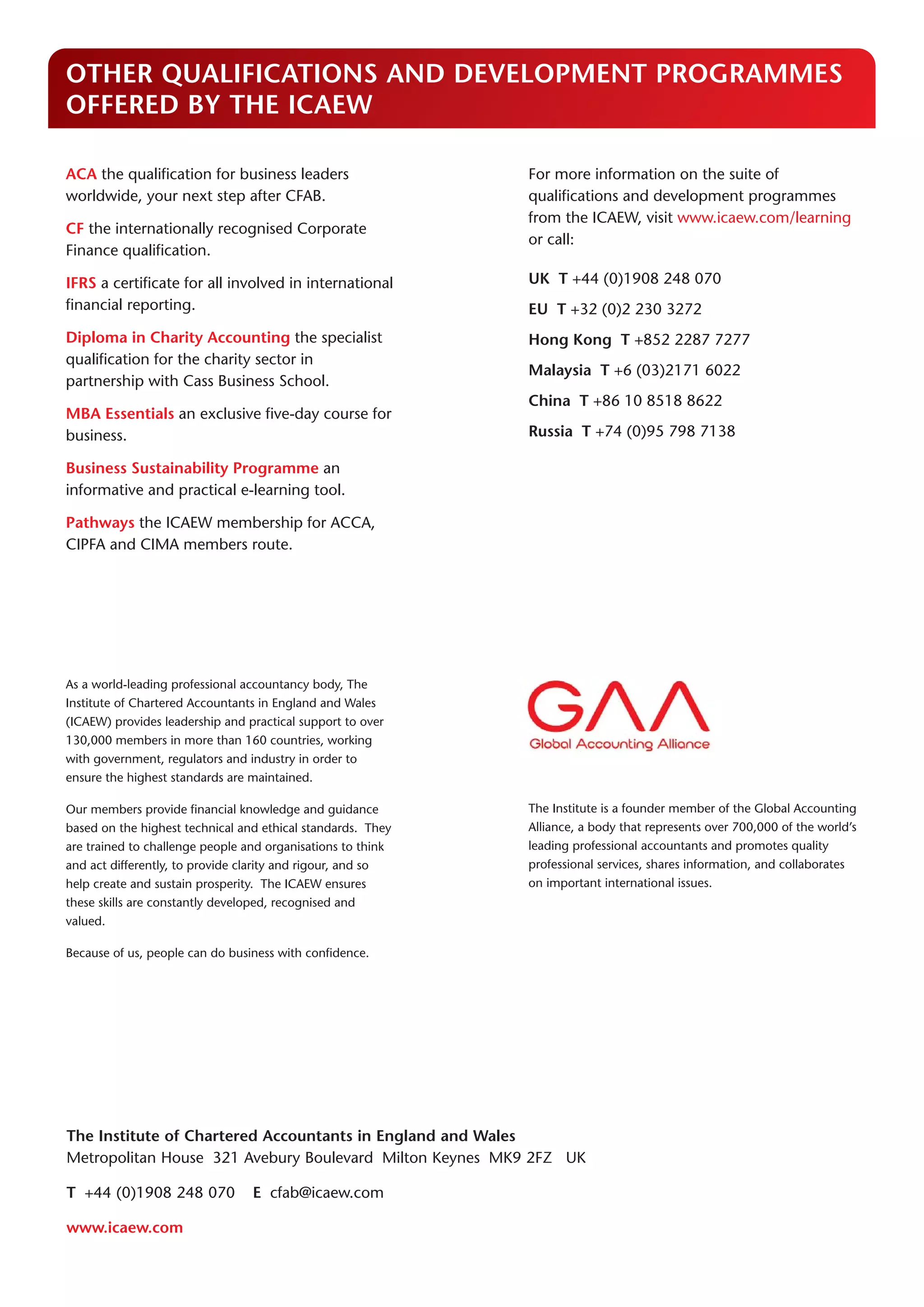 Certificate in Finance, Accounting and Business (CFAB) Brochure | PDF