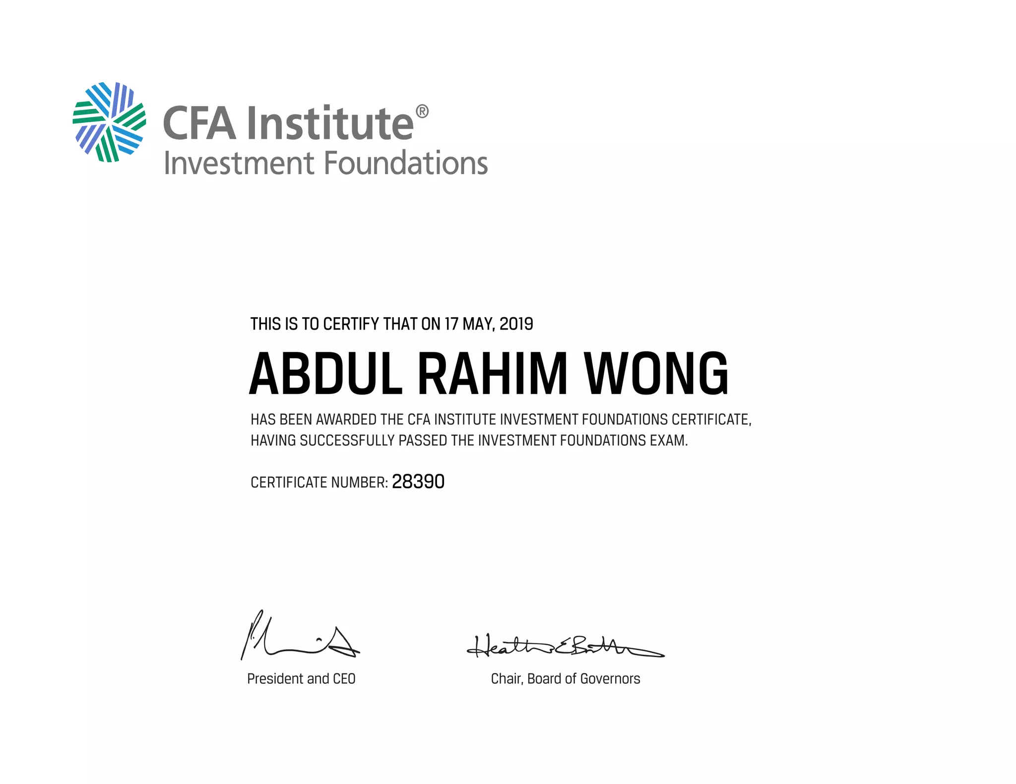 CFA_certificate.pdf | Online Education | Education