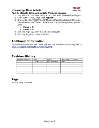 About_Windows_Update_Verbose_Logs | DOCX | Operating Systems | Computer ...