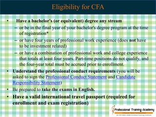 CFA Course, CFA Training Institute | Professional Training Academy ...