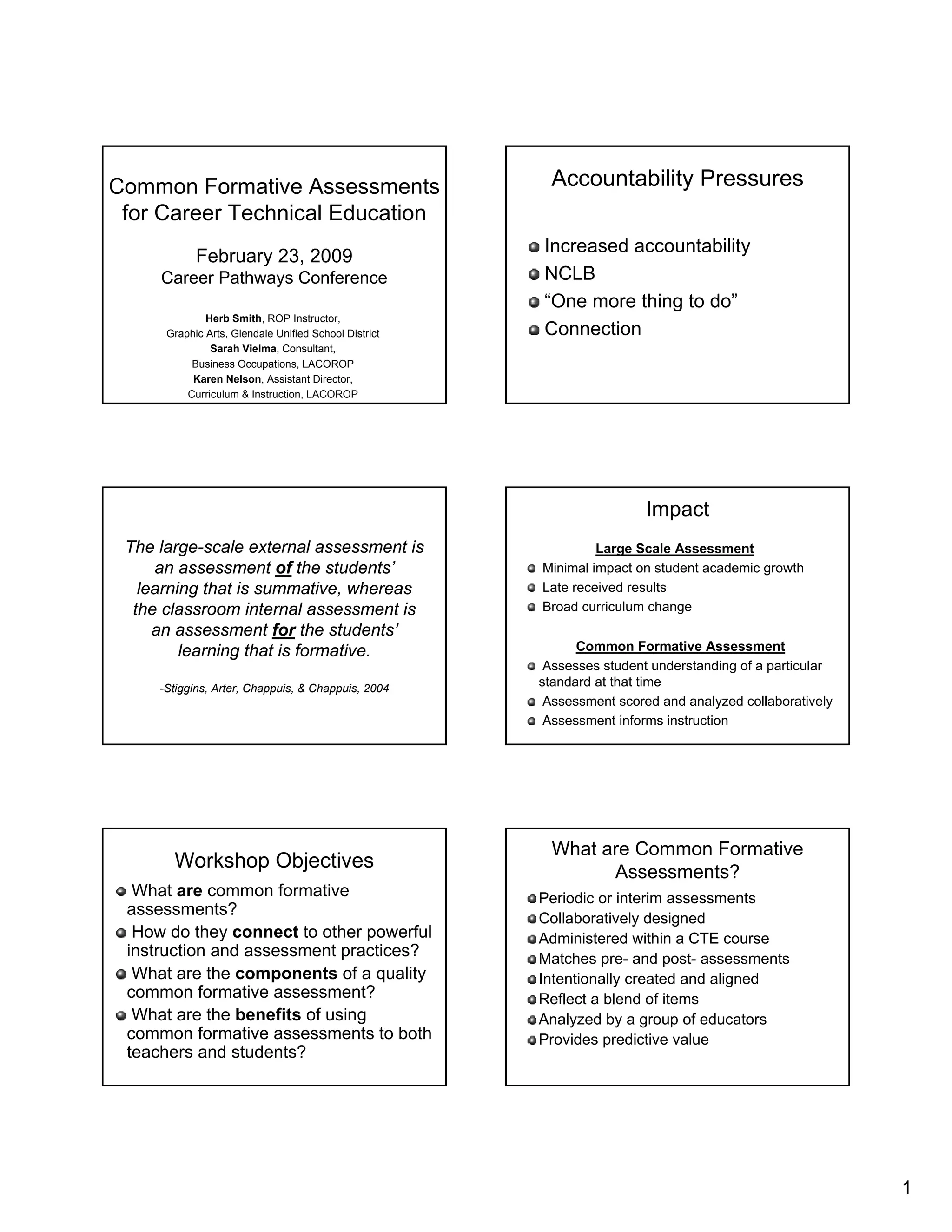 Standards Based Assessment for the CTE Classroom | PDF