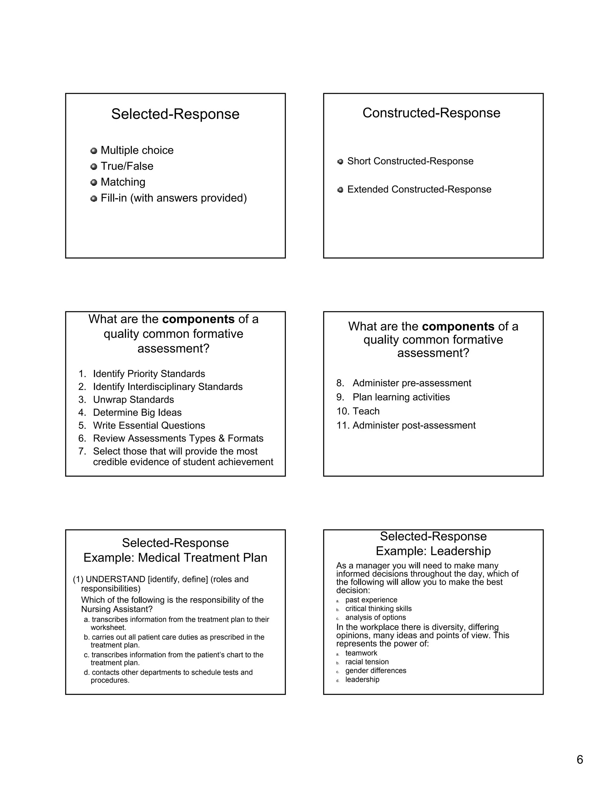 Standards Based Assessment for the CTE Classroom | PDF