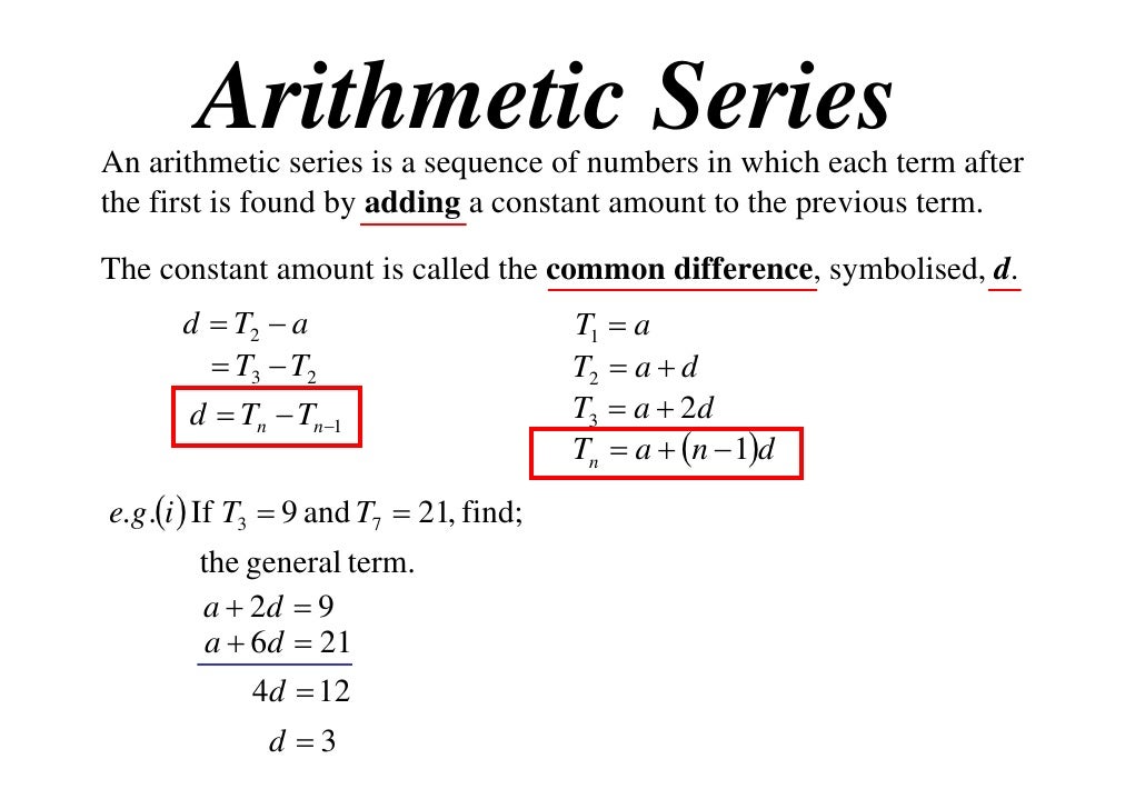 11X1 T10 01 Definitions Arithmetic Series 11X1 T10 01 Definitions Arithmetic Series
