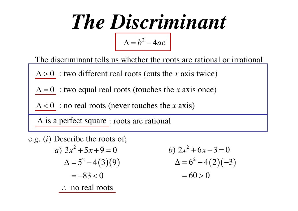 11X1 T11 05 the discriminant