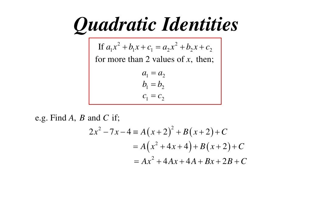 11X1 T11 08 quadratic identities