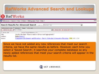 RefWorks Advanced Search And Lookups | PPT | Free Download