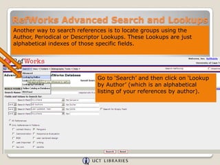 RefWorks Advanced Search And Lookups | PPT