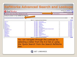 RefWorks Advanced Search And Lookups | PPT