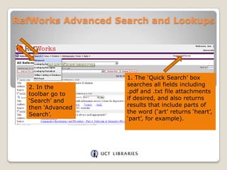 RefWorks Advanced Search And Lookups | PPT