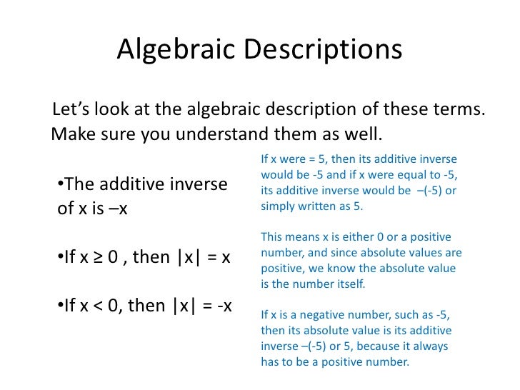 Additive Inverse And Absolute Value