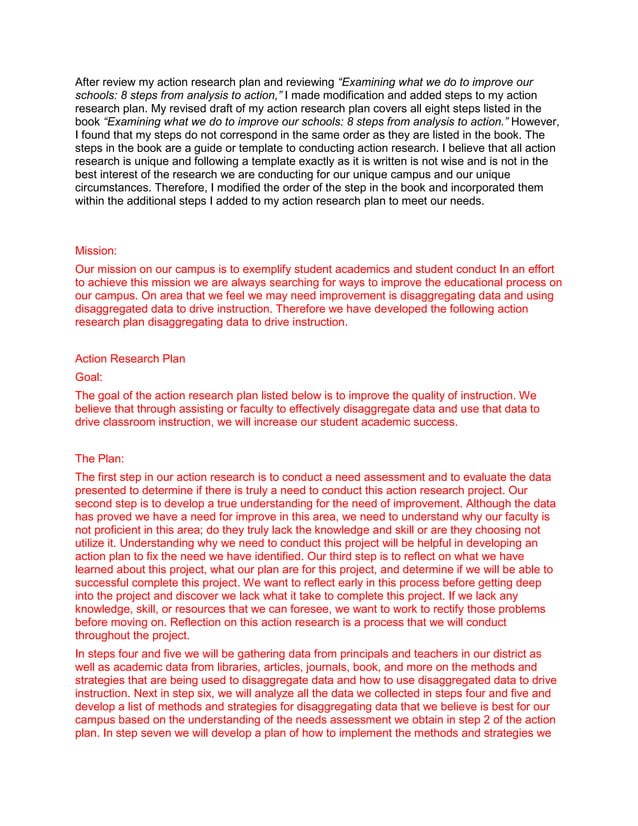 Action Research Plan | DOCX