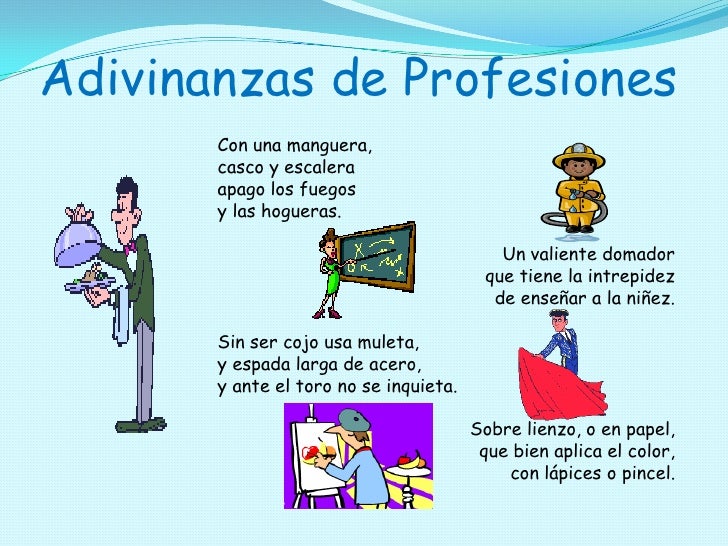 Adivinanzas profesiones y oficios - Imagui