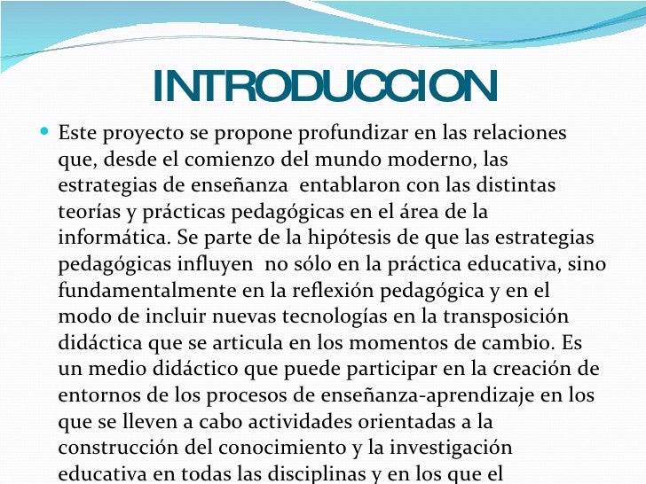 Introduccion De Un Proyecto