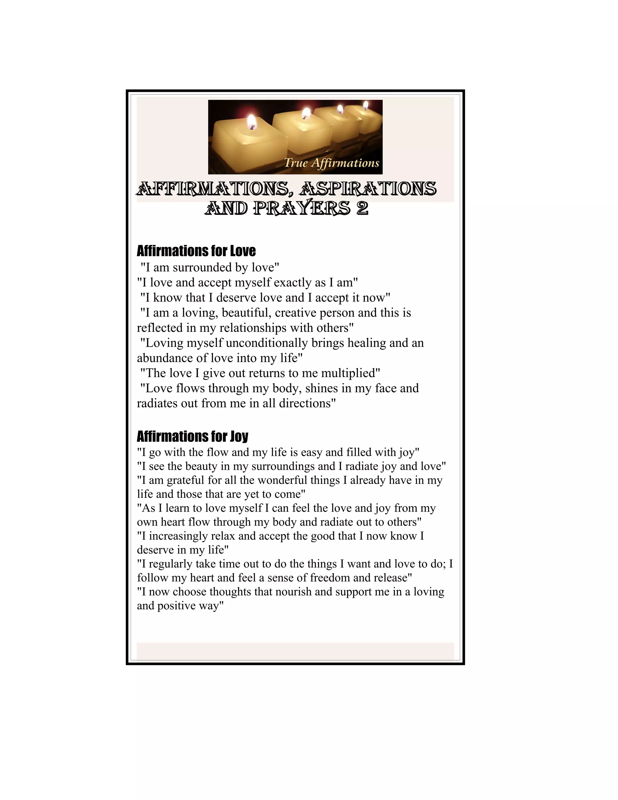 Affirmations and Aspirations 2 | DOC | Religion & Spirituality