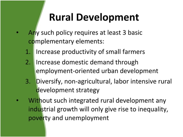 Agricultural Transformation and Rural Development | PPT