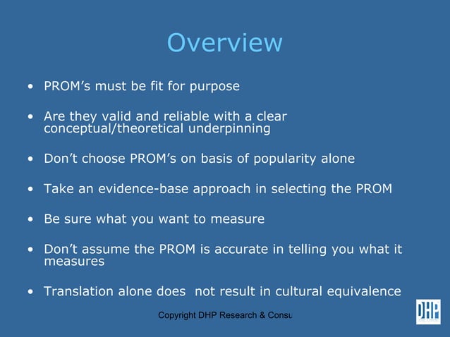 An Introduction Patient Reported Outcome Measures (PROMS) | PPT