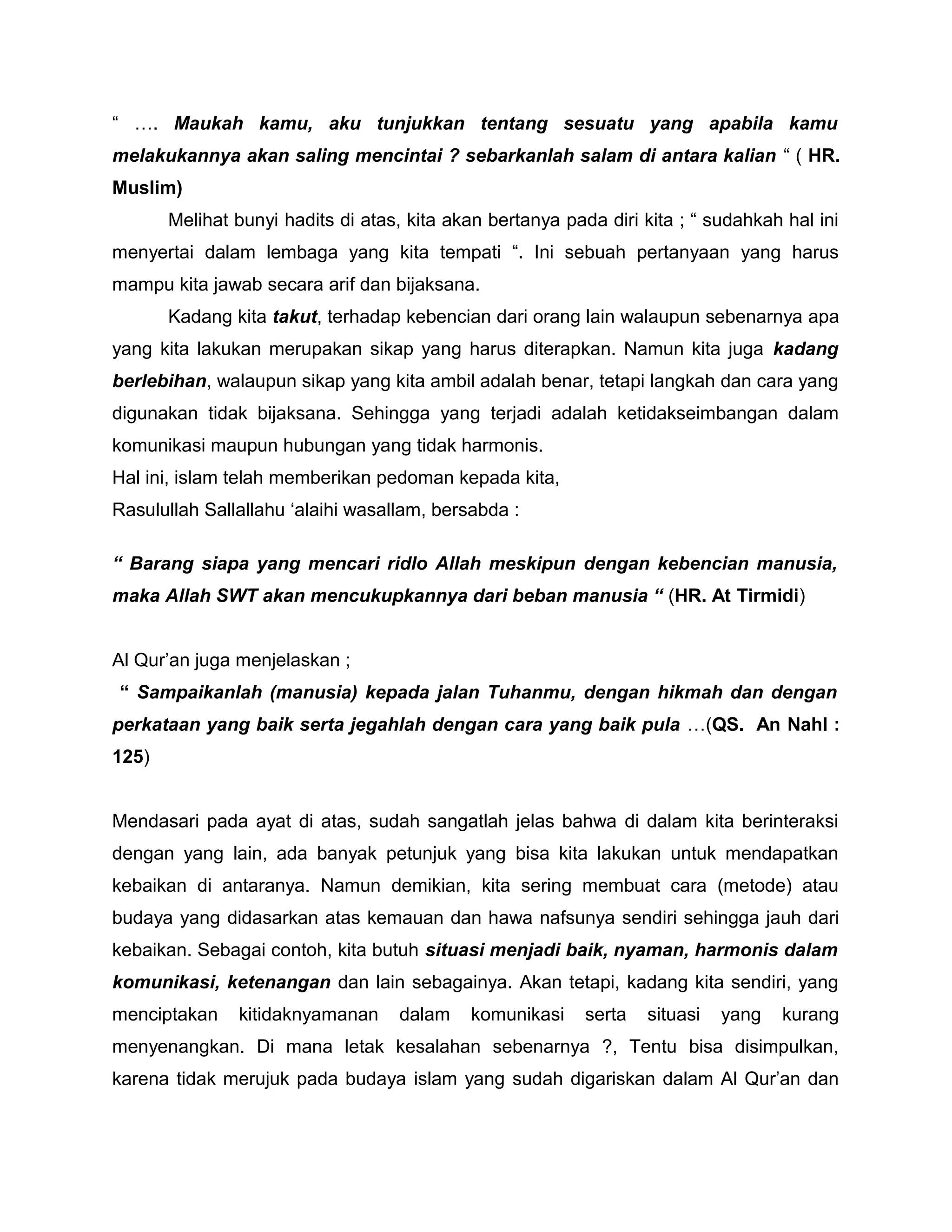 budaya kerja dalam pendidikan islam | DOC