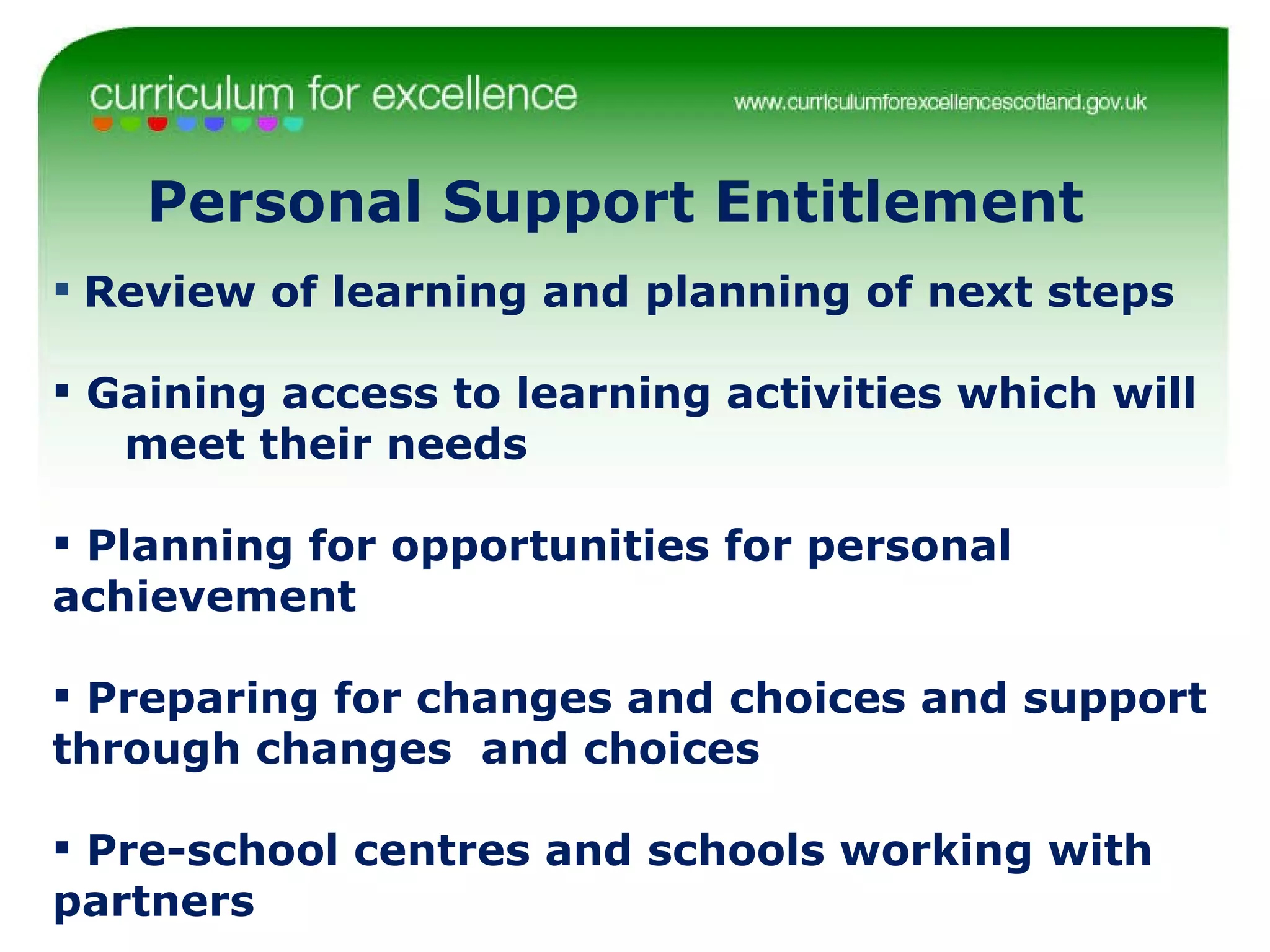 CfE - Improving Learning - Pupil Support | PPT