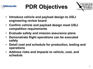 Charger Rocket Works PDR: 2009-2010 | PPTX