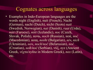 Cognates, Linguistics | PPT