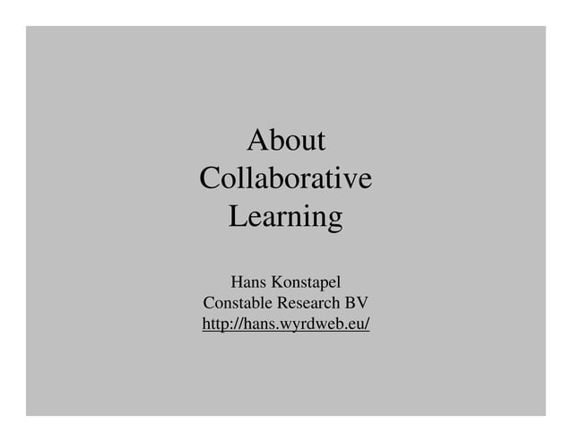 About Collaborative Learning | PDF