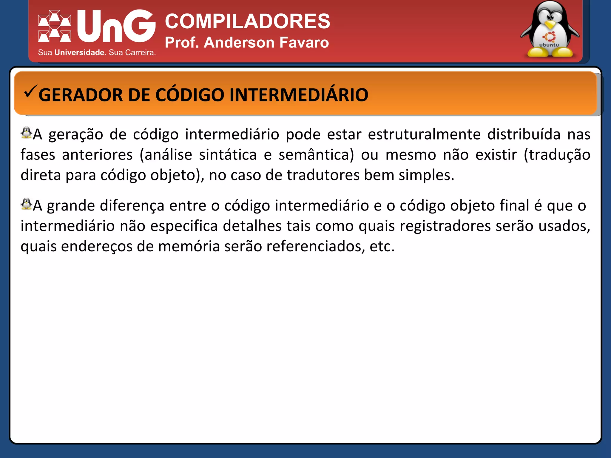 Gerador de Código-Objeto - Compiladores | PPT