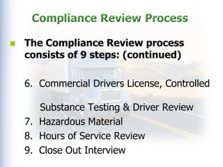 Federal DOT Compliance Review PPT | PPT