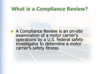 Federal DOT Compliance Review PPT | PPT