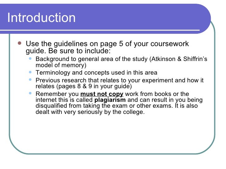 Writing up your coursework