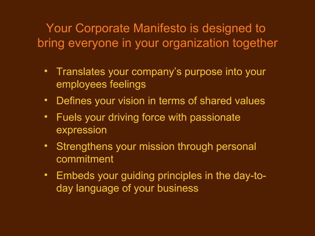 Creating Your Corporate Manifesto - Create The Conditions | PPT | Human Resources | Business
