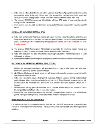 Disaster Emergency Plan Template For Families | DOCX