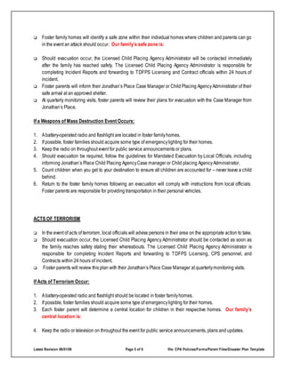 Disaster Emergency Plan Template For Families | DOCX