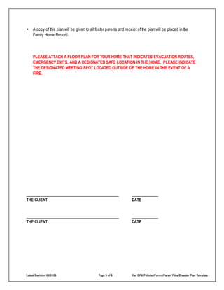 Disaster Emergency Plan Template For Families | DOCX