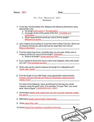 Do you measure up? Worksheet | DOCX