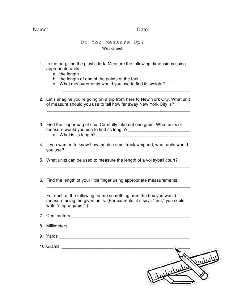 Do You Measure Up Worksheet Do You Measure Up Worksheet