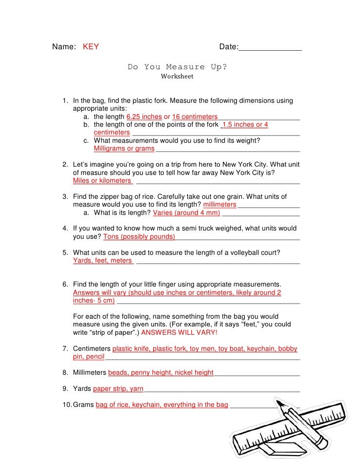 Do You Measure Up Worksheet Do You Measure Up Worksheet