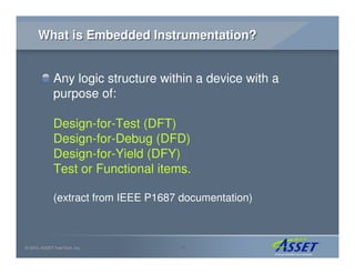 Embedded Instrumentation: Critical to Validation and Test in the ...