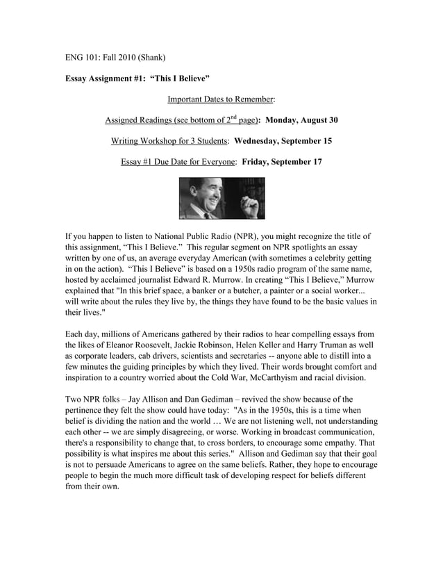 C:\fakepath\essay 1 eng 101 fall 2010 | DOCX