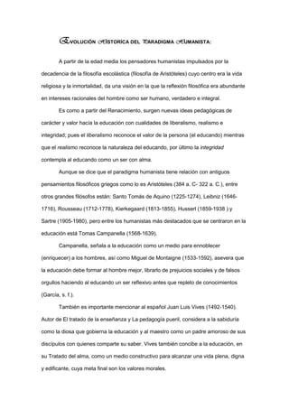 Evolución Historíca del Paradigma Humanista | PDF