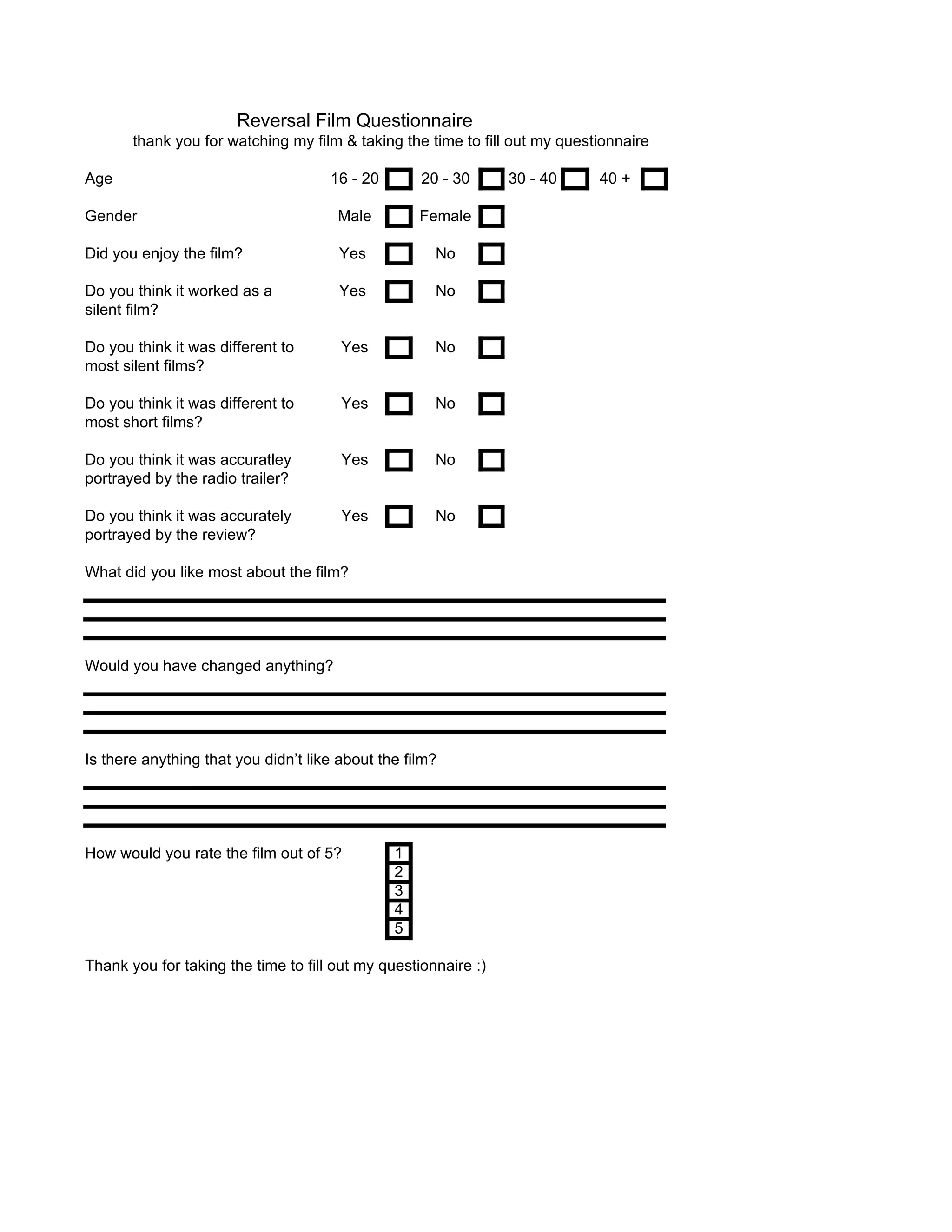 filmquestionnaire | PDF