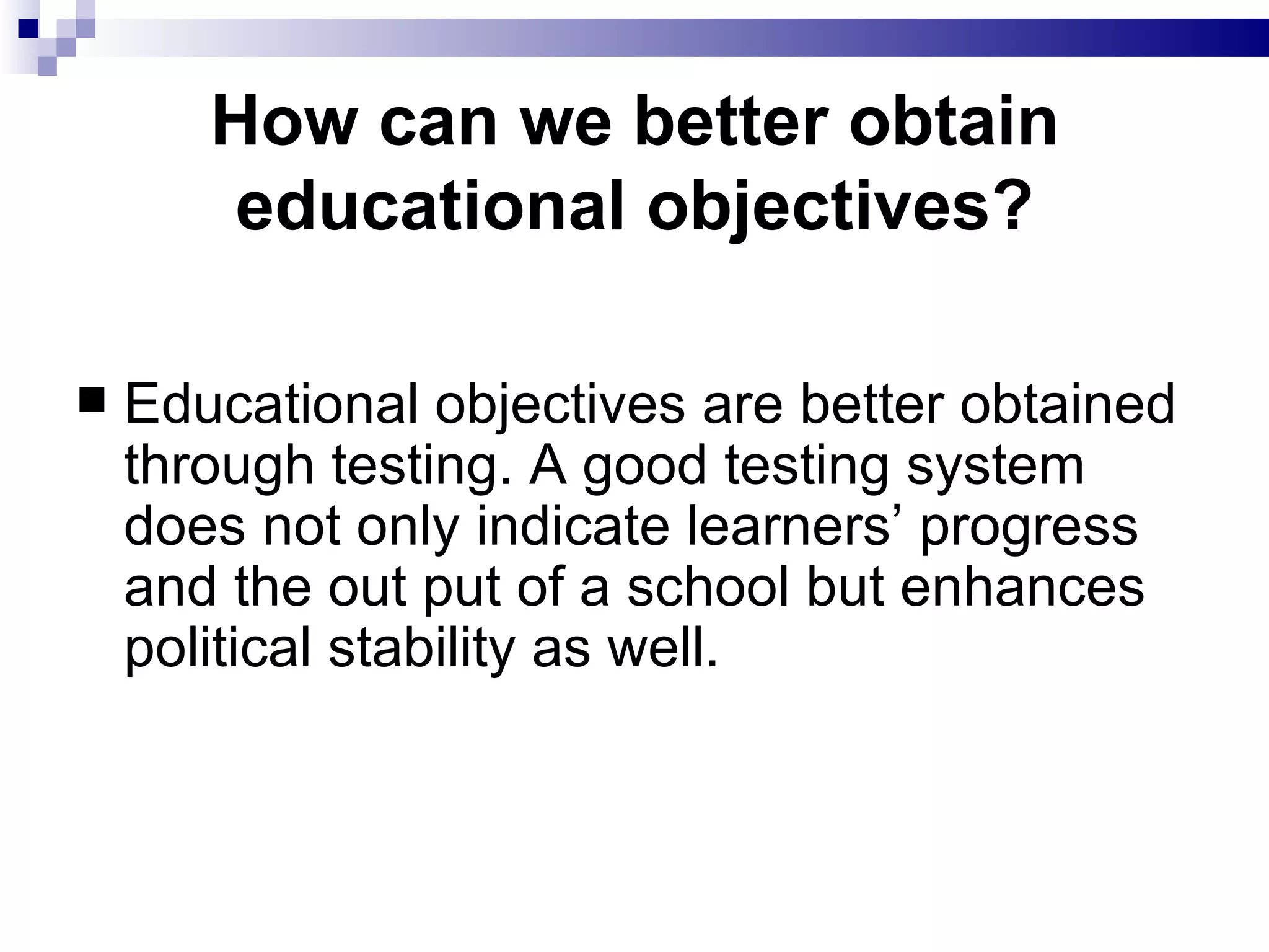 EFFECTIVE TESTING: AN ESSENTIAL REQUIREMENT FOR ENGLISH PROGRAMMES | PPT