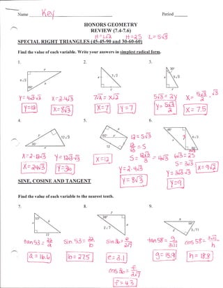 Honors Geometry Answers | PDF