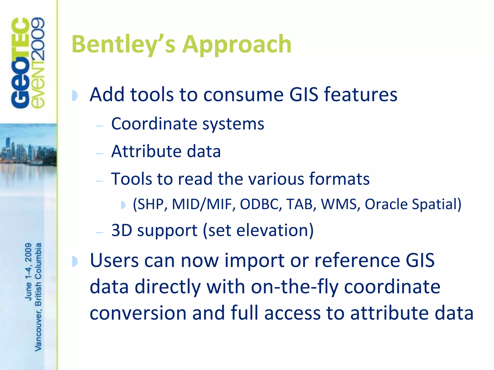 GIS and CAD Integration: The Bentley Perspective | PPTX
