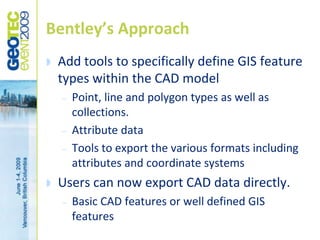 GIS and CAD Integration: The Bentley Perspective | PPTX